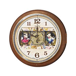 SEIKO 電波からくり掛け時計「Disney Time（ディズニータイム）ミッキー＆ミニー」 FW587B FW587B 茶マーブル模様 ...