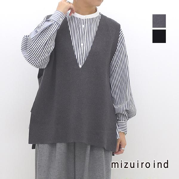 mizuiroind mizuiro-ind ミズイロインド Vネックチュニックベスト ニット 4-220048 レディース : trois ...