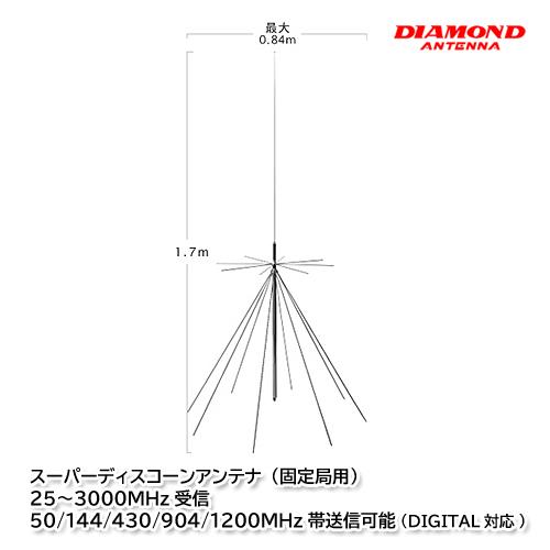 第一電波工業 D3000N スーパーディスコーンアンテナ（固定局用）ダイヤモンドアンテナ : ハムセンアライ Yahoo!ショップ - 通販 ...