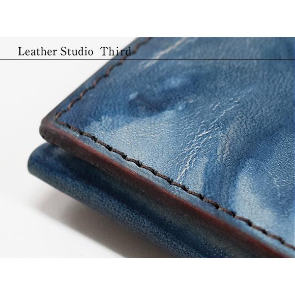 日本一の職人が手掛ける 本革 牛革 天然藍 名刺 カード 入れ 空 メンズ