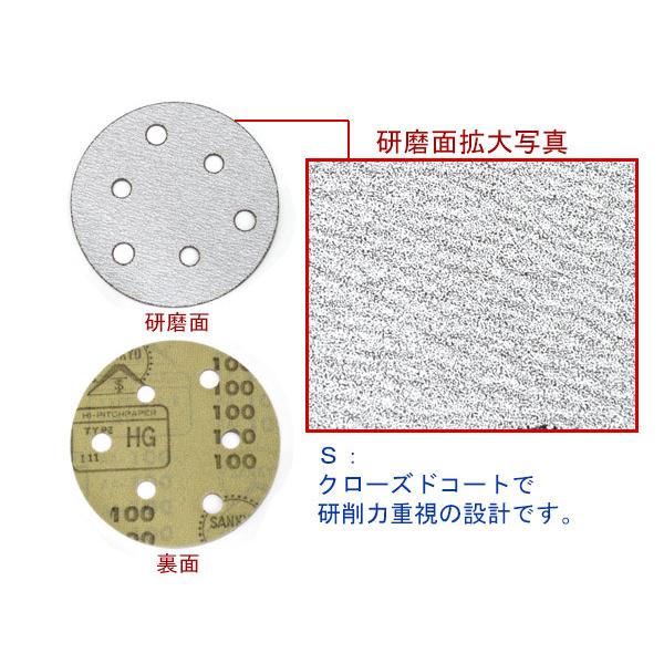 グランドスーパー ハイピッチペーパー 直径 125mm 穴あり J穴 HGJD-H 粒度 # 100 100枚入 マジック式 三共理化学 研磨 ...