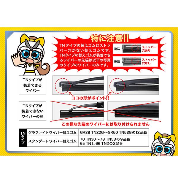 日本ワイパーブレード NWB グラファイト ワイパー 替えゴム TN40G (GR45) 400mm 幅6mm ワイパーゴム TNタイプ : プロツールショップヤブモト - 通販 ...