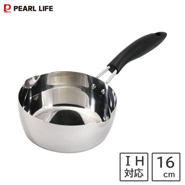 行平鍋 16cm (目盛付) ステンレス製 パール金属 ミラースタイル HC-556 / 1.2L IH対応 片手鍋 雪平鍋 ゆきひら鍋 両口設計 注ぎやすい シルバー シンプル 便利 ...