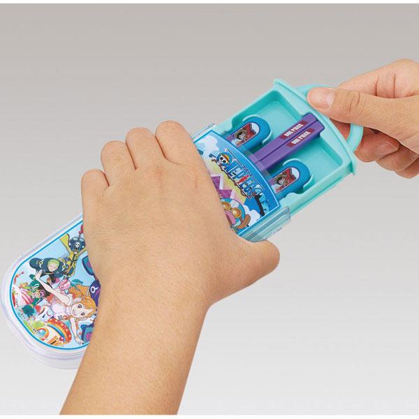 スケーター 抗菌 スライド式トリオセット ワンピース24 TACC2AG / 日本製 食洗機 キッズ 子供 お箸 フォーク スプーン ONE PIECE ルフィー チョッパー 青 ブルー ...