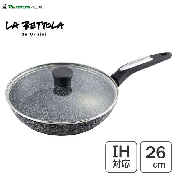 フライパン 26cm IH対応 ベーネマーブル 落合務 タマハシ LB-183 / ガス火 アルミ製 ガラス蓋付き フタ付き 便利 ふっ素加工 焦げ付きにくい レシピ付 ギフト ...