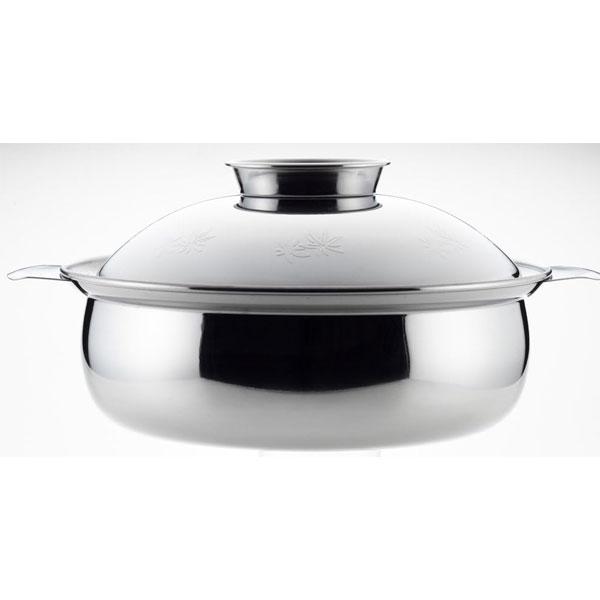 ヨシカワ 土鍋風ステンレス鍋 もみじ 27cm SJ1858 / 日本製 IH対応 4~5人用 卓上鍋 両手鍋 ステンレス製 フタ付き 丸型 鍋料理 かわいい おしゃれ シルバー : Y ...