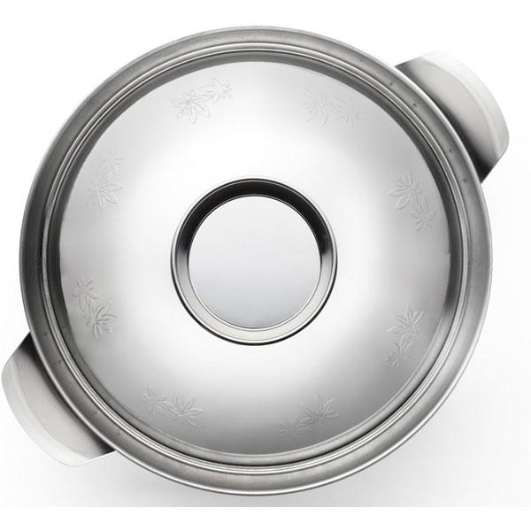 ヨシカワ 土鍋風ステンレス鍋 もみじ 27cm SJ1858 / 日本製 IH対応 4~5人用 卓上鍋 両手鍋 ステンレス製 フタ付き 丸型 鍋料理 かわいい おしゃれ シルバー : Y ...