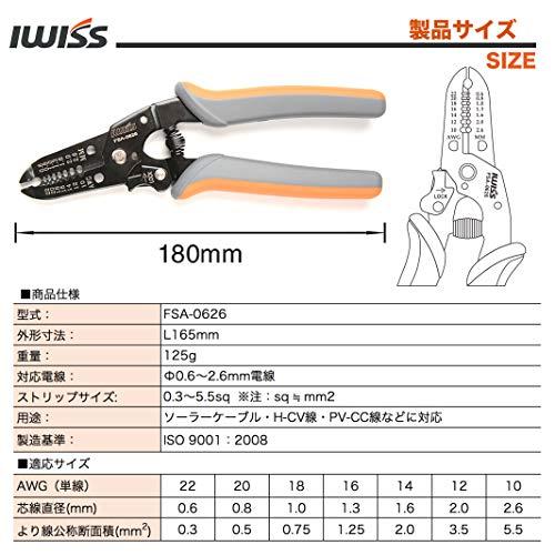 アイウィス(IWISS) ワイヤーストリッパー Φ0.6-2.6mm(20-10AMG) 単線 より線 兼用 FSA-0626 : 土佐丸 - 通販 - Yahoo!ショッピング
