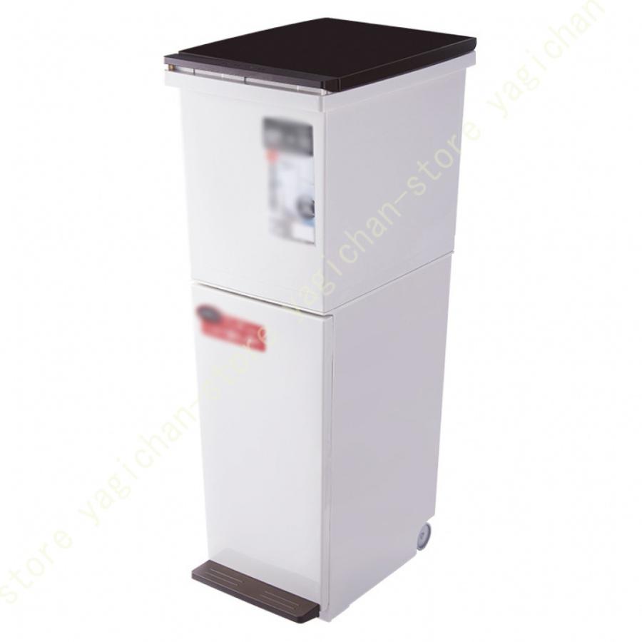 上下段ニオイ漏れを防ぐパッキン付き ゴミ箱 38L 分別 2段 ごみ箱 38l 38リットル スリム キッチン ふた付き パッキン付き 防臭 縦型 分別ゴミ箱 大容量 : 3hy-cwo ...