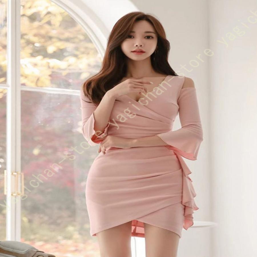 オフショルダー ワンピース Vネック タイト クラブドレス 無地 ノースリーブ ひざ丈 スリット ミニ丈 レディース セクシー キャバ ドレス パーティ :sv5-h9n-KIA2:やぎ ...