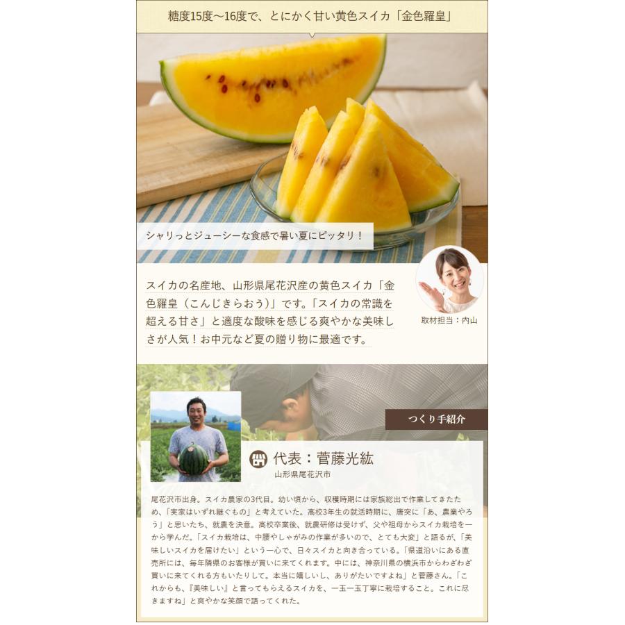山形県 尾花沢産 スイカ 黄大玉「金色羅皇」（2L〜3L）1玉入り（1玉あたり約7kg〜8kg）/株式会社アグリカルチャー市蔵/送料無料 : 山形直送計画 Yahoo!ショッピング店 - 通販 ...