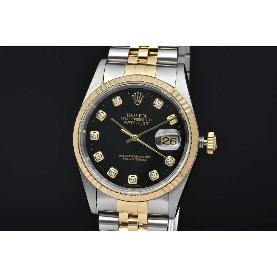 デイトジャスト ロレックス 16233G オイスターパーペチュアル 36 メンズ SS/YG オートマ 3135 ダイヤ10P黒文字盤 P番【OH済】 : 駅南やまご質店 - 通販 ...