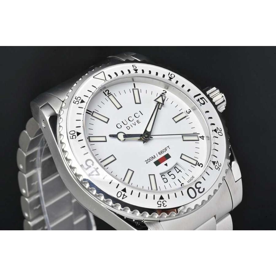 Gucci Dive グッチ YA136302 ダイブ（ダイヴ）40 メンズ SS クォーツ ダイバーウォッチ 136.3 白文字盤 : 駅南 ...
