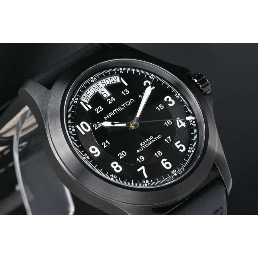 ハミルトン H64465733 カーキ フィールド キング デイデイト メンズ PVD/革 オートマ 裏スケ H644650 黒文字盤【国内 ...