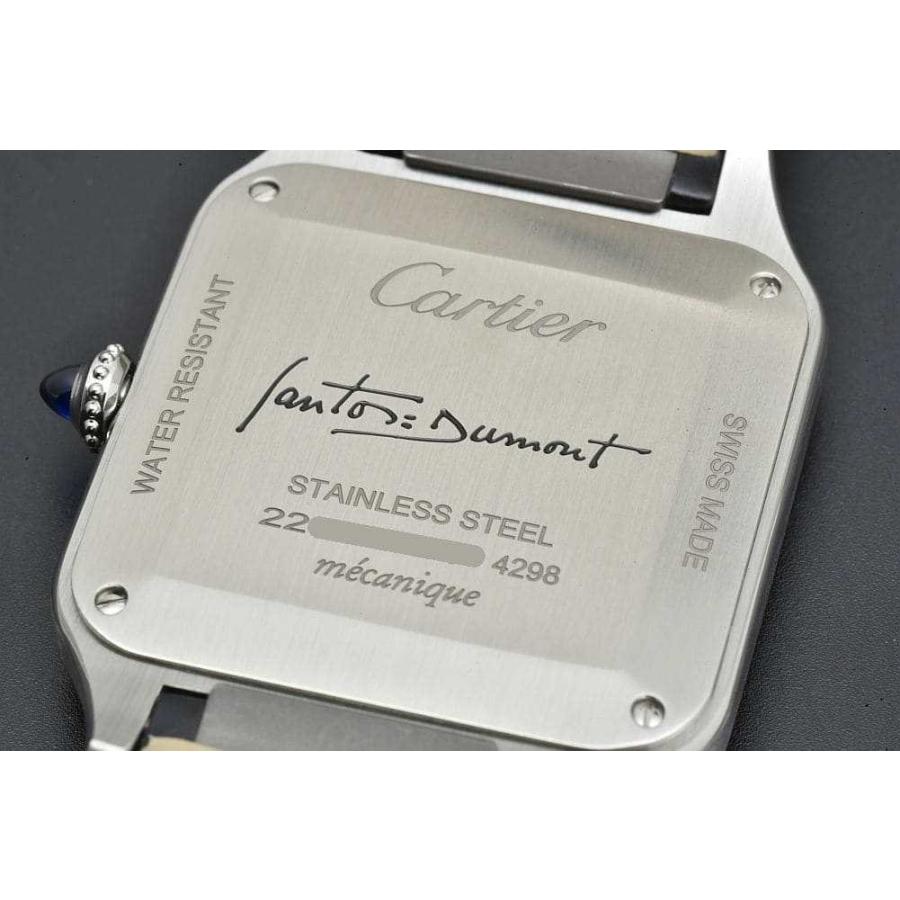 Cartier カルティエ WSSA0046 サントス デュモン ウォッチ LM メンズ SS/レザー 手巻 430MC 黒文字盤 4298 ...