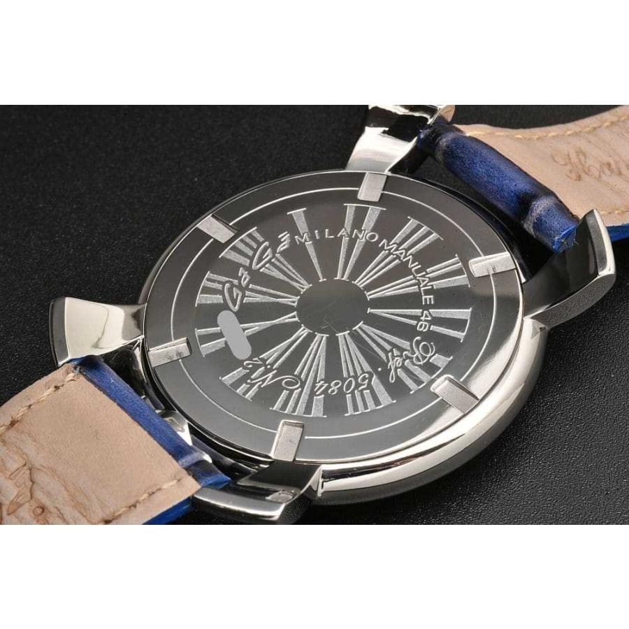 マヌアーレ ガガミラノ 5084.3 スリム 46MM スモールセコンド メンズ SS/革 クォーツ ブルー文字盤 : 駅南やまご質店 ...