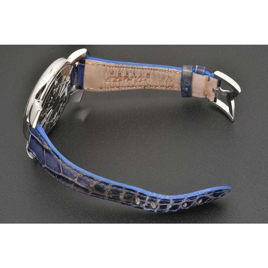 マヌアーレ ガガミラノ 5084.3 スリム 46MM スモールセコンド メンズ SS/革 クォーツ ブルー文字盤 : 駅南やまご質店 ...