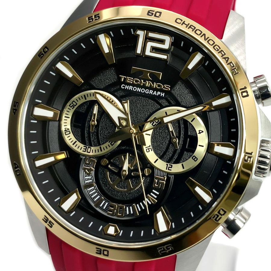 TECHNOS テクノス CHRONOGRAPH クロノグラフ メンズ クォーツ 10気圧防水 シリコンラバー アナログ T8B79GH ...