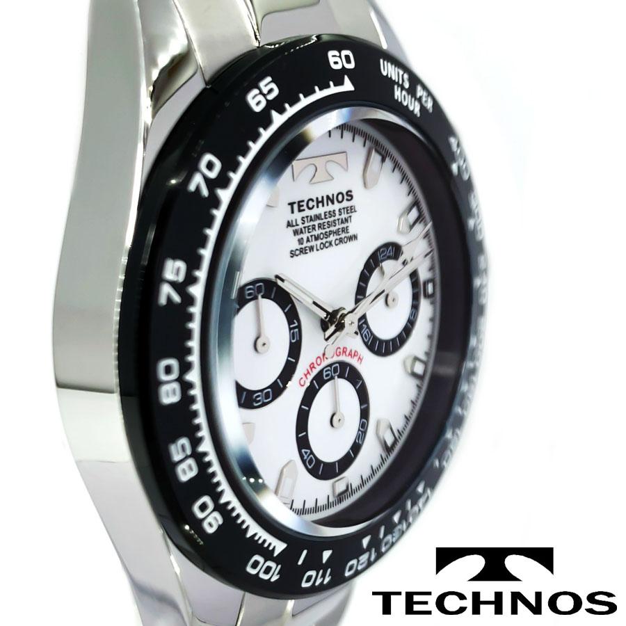 TECHNOS テクノス 男性用 メンズ クオーツ 電池式 腕時計 ラウンド 10気圧防水 ダイバーズ 多針 アナログ カレンダー 日付 ステンレスブレスレット tsm411tw ...