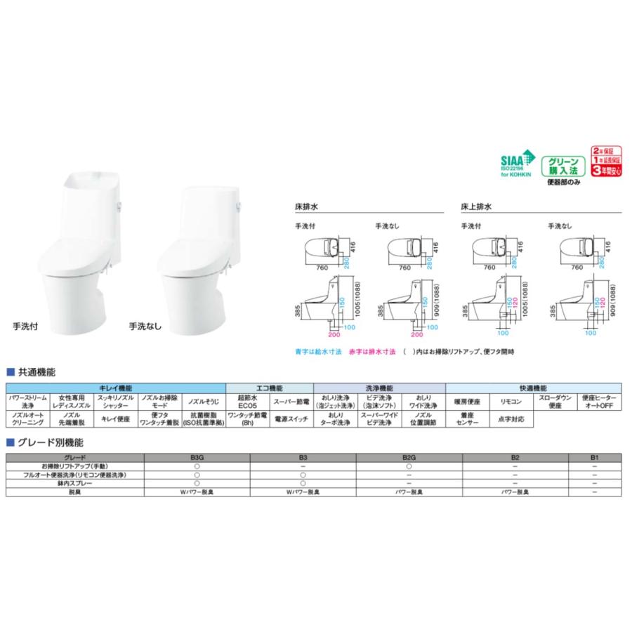 LIXIL B1 ECO5 床ベーシアシャワートイレ フチレス 一体型排水200mm 手洗無し BC-B30S_DT-B351 ホワイトBW1 : 住宅設備機器のやまこー - 通販 ...