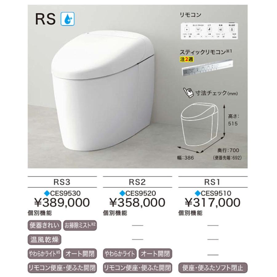 TOTO ネオレストRSタイプ RS1 CES9510 床排水 排水芯200mm 一般地 本体カラー/NW1(ホワイト) NEOREST : ces9510 : 住宅設備機器のやまこー ...