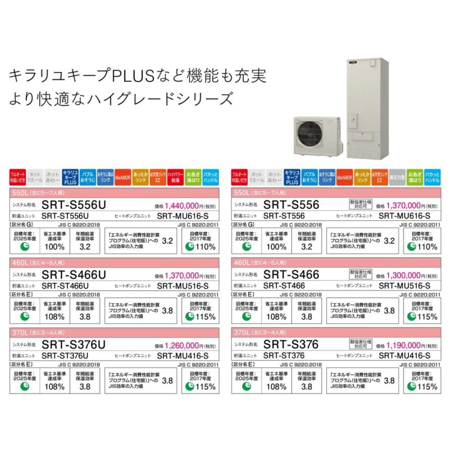 三菱 三菱電機 エコキュートSシリーズ 370L 角型 フルオート SRT-SK376D 寒冷地 : 住宅設備機器のやまこー - 通販 - Yahoo!ショッピング