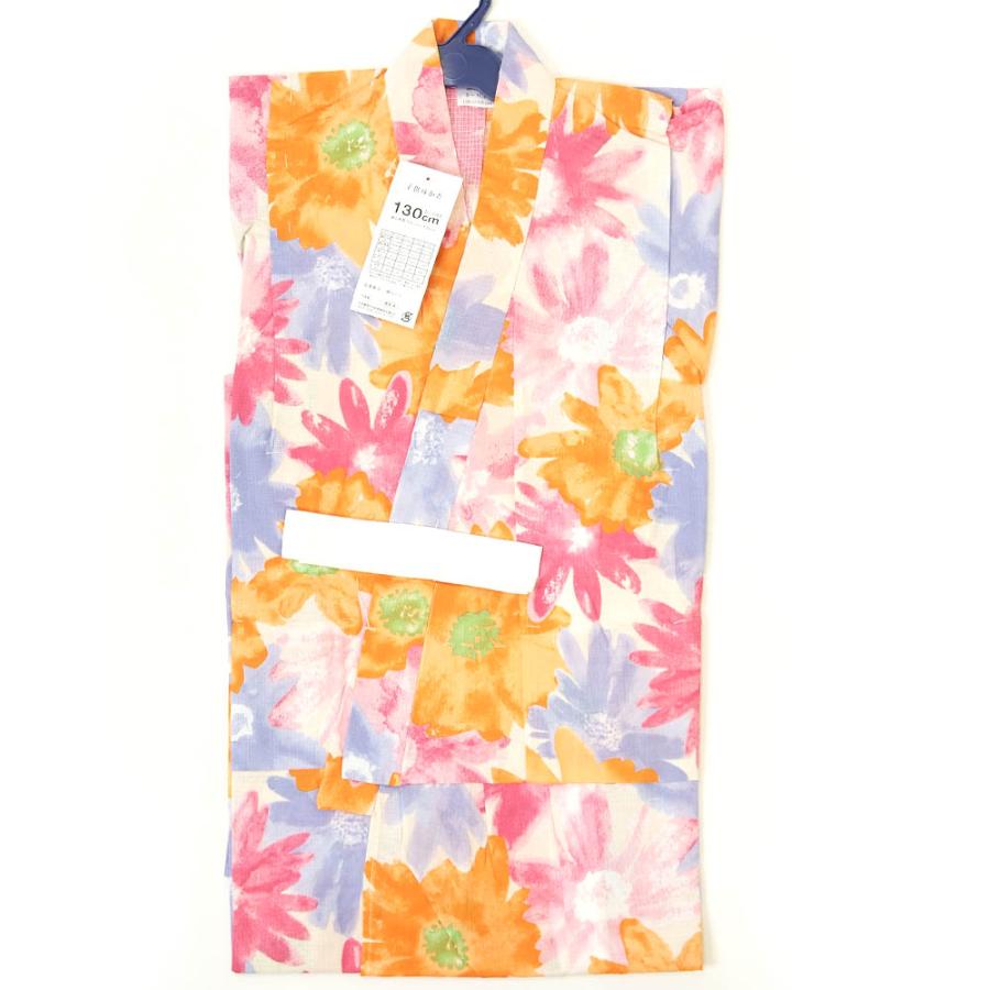 子供浴衣 女の子 130cm 9-10才 単品 キッズ ゆかた 可愛い 紅梅織 綿 生成り 花 : 180353-26 : 着物通販 きもの山喜 - 通販 - Yahoo!ショッピング