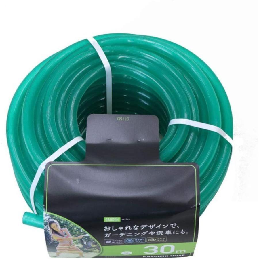 カクイチ 散水用ホース 30m [耐寒ホース 内径15mm 外径20mm ホース ガーデニング 洗車 丈夫] G115D クリアーグリーン ...
