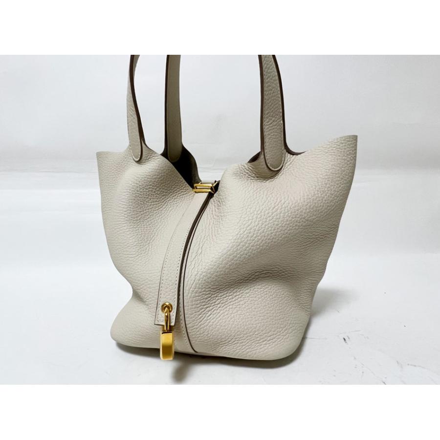 HERMES エルメス ピコタンロック22 MM ハンドバッグ トートバッグトリヨンクレマンス クレ オフホワイト ゴールド金具 Y刻印 美品 ...