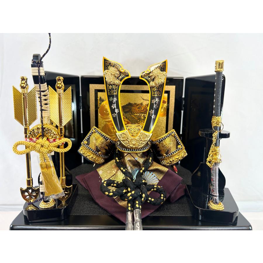 5号 G558-1 中鍬形兜セット 黒収納 三曲 屏風 弓太刀付き 五月人形 兜飾り 端午の節句 初節句 お祝い こどもの日 コンパクト プレゼント ギフト 海外土産 節句飾 : 山本人形 ...