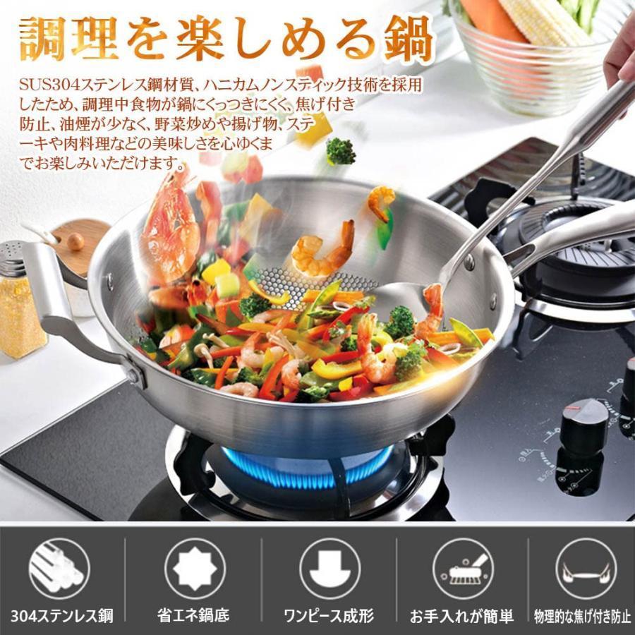 ステンレス フライパン 30cm/32cm/34cm 304ステンレス鋼鍋 ハニカム構造 ih対応 食器洗機対応 の耐久性 手入れが簡単 全て熱源に対応 蓋つき (耳なし*ガラス : ヤマスマ ...