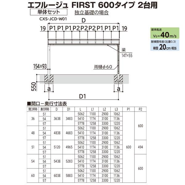 YKK AP カーポート 2台用 YKK AP エフルージュFIRST 600タイプ 2台用 54-36 H22 単体セット 屋根材熱線遮断ポリカ 地域限定 送料無料 : 大和住建 Yahoo ...