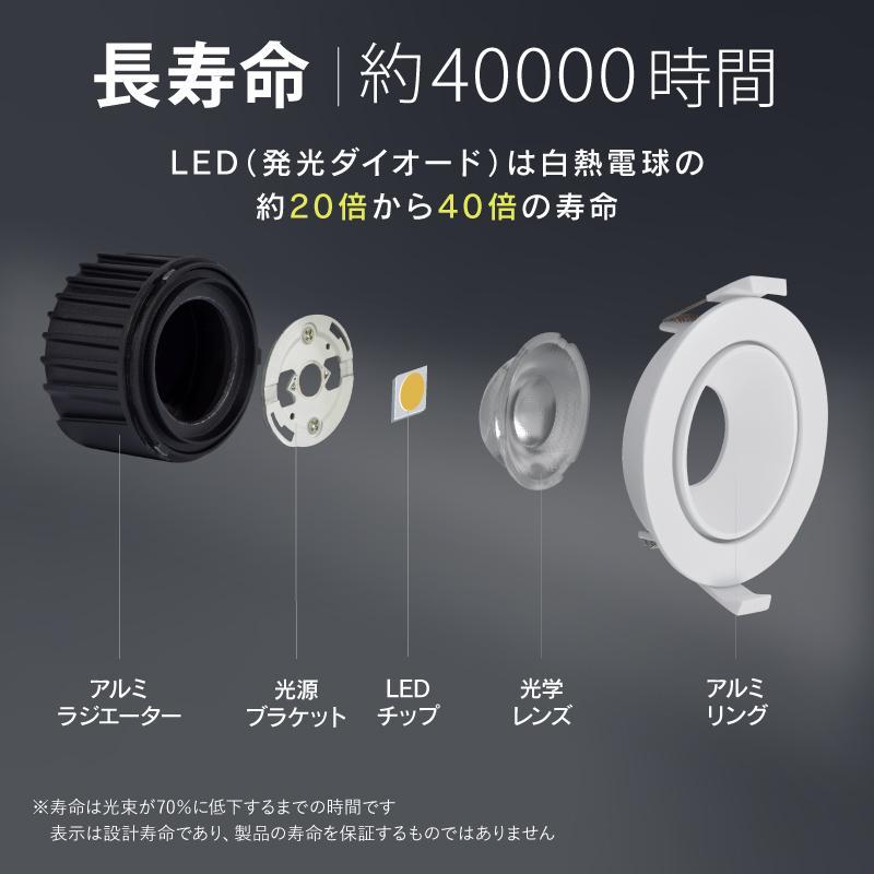 Wasser（大河商事） LEDダウンライト アルミ製 埋め込み 埋込型 φ90〜100mm 白熱電球90W相当 高い白色（4000k） 角度 ...