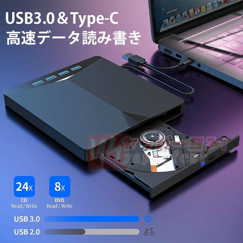 DVDドライブ マルチ 外付け 7in1 USB 3.0 DVD CD Type-C パソコン プレーヤー 外部 光学 Windows11 Mac micro SD カード 録画用 レコーダー ...