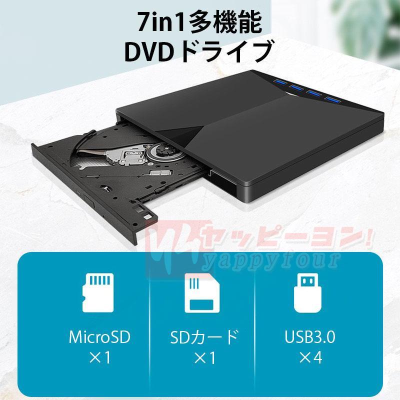 DVDドライブ マルチ 外付け 7in1 USB 3.0 DVD CD Type-C パソコン プレーヤー 外部 光学 Windows11 Mac micro SD カード 録画用 レコーダー ...