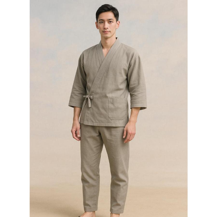 作務衣 男性用 合繊80％ 綿20％ 3Lサイズ オフホワイト おしゃれ着 新品（株）安田屋 NO36566-3L : 安田屋呉服店 - 通販 - Yahoo!ショッピング