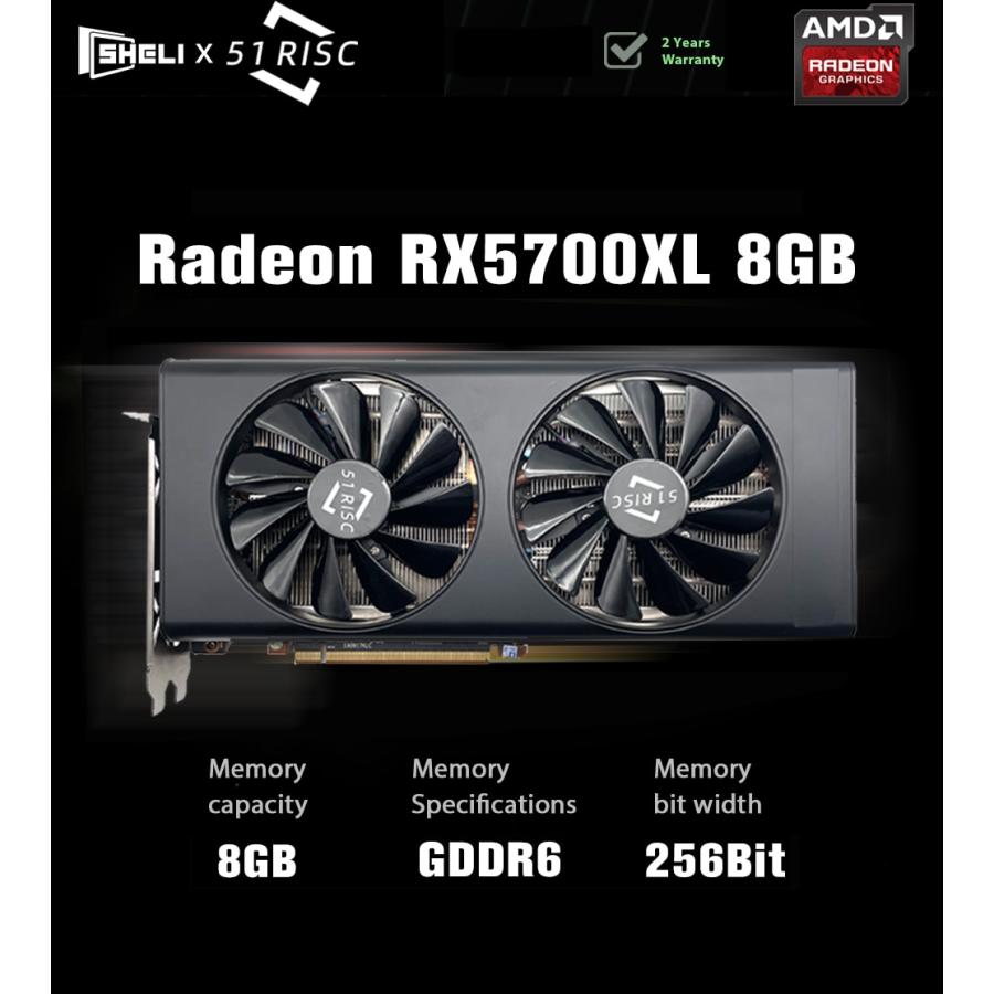 Sheli 51risc RX5700 8ギガバイトのグラフィックカードgpu GDDR6 256-ビット7nmビデオカードサポートデスクトップcpuカタルーニャデビデオrx5700xt ...