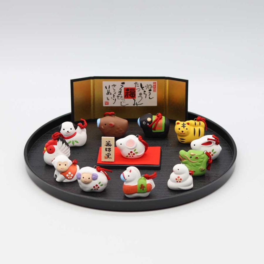 薬師窯 錦彩招福寿々十二支飾り 土鈴 薬師93 干支 置物 年末 年始 正月 挨拶 神社 寺院 会社 えと 迎春 かわいい : 和らぎ工房ヤフー店 - 通販 - Yahoo!ショッピング