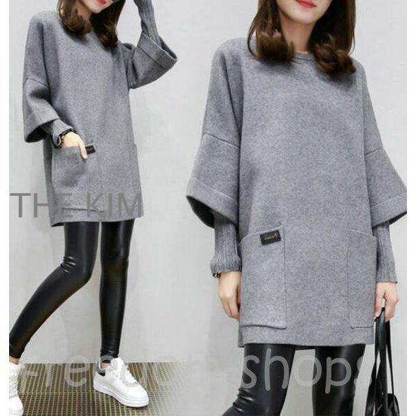 チュニック ニット レディース ス 長袖 プルオーバー ラウンドネック