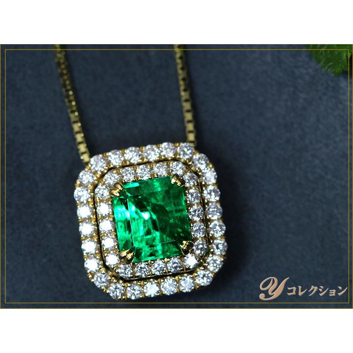 エメラルド 大粒0.97ct ダイヤモンド取り巻き K18ネックレス シンプルさの中に大粒で濃厚なグリーンが広がる 上質エメラルド 1点もの : 拘りジュエリーYコレクション - 通販 ...