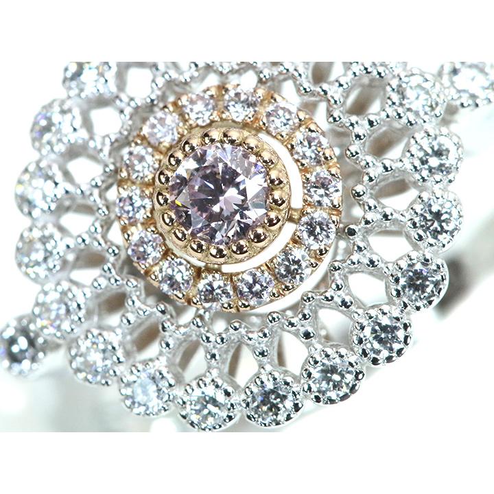 ピンクダイヤモンド 0.168ct FANCY LIGHT PINK SI2 万華鏡 レース PT/K18PGリング 指輪 ミルグレーン 1点もの : 拘りジュエリーYコレクション - 通販 ...