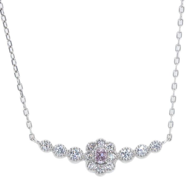 ピンクダイヤモンド 0.049ct FANCY PURPLISH PINK SI2 ダイヤモンド 0.165ct PT950/PT850ペンダントネックレス スマイルライン 1点もの : 拘り ...