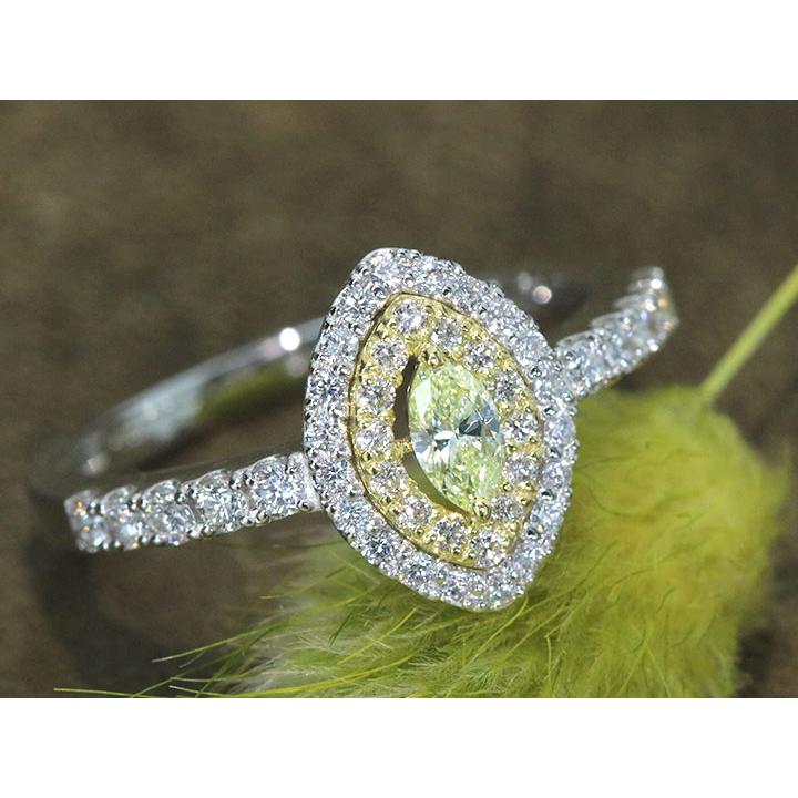 イエローダイヤモンド 0.156カラット FANCY LIGHT GREEN YELLOW ダイヤモンド 0.37カラット PT950 ...