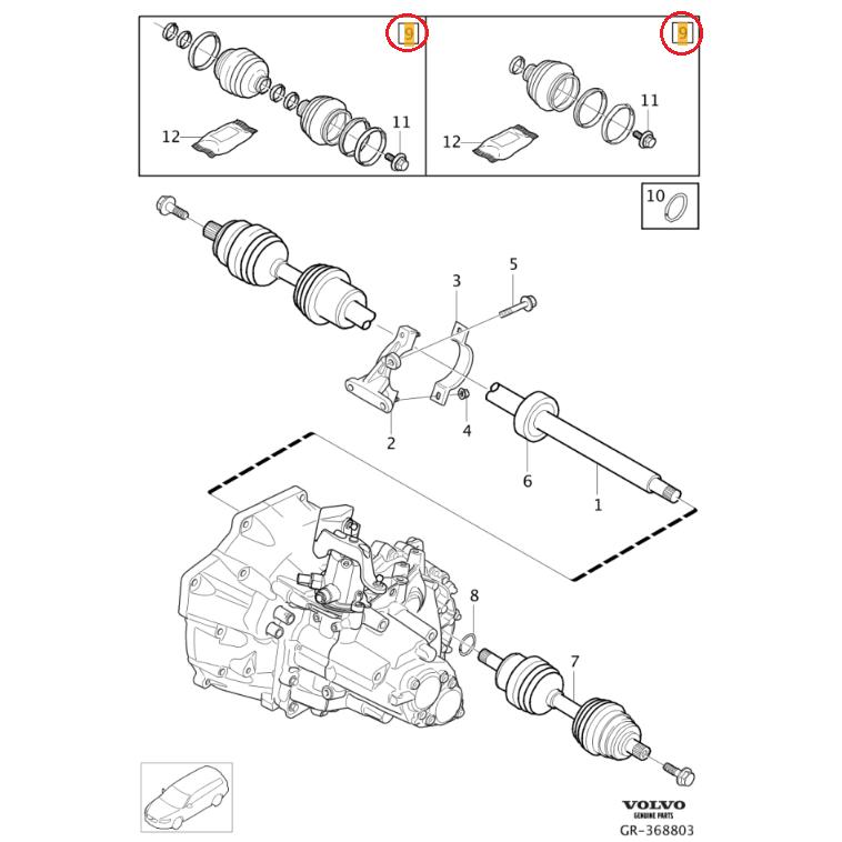 【SPIDAN】 ドライブシャフトブーツキット(インナー) [VOLVO,ボルボ,S80 / 30751821,36381 ...