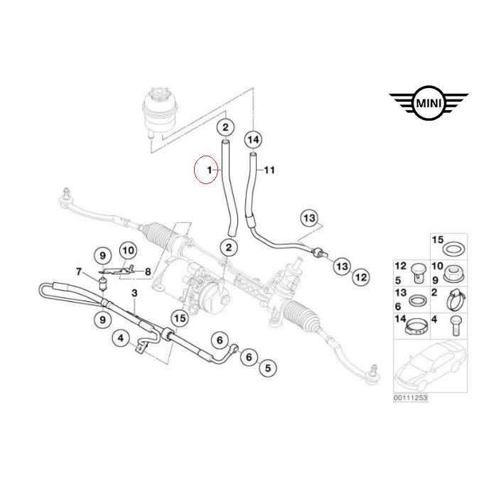 MINI 【BBR】 パワーステアリングホース [MINI,ミニ,R50 / 32416754498,001-10-22227 ...