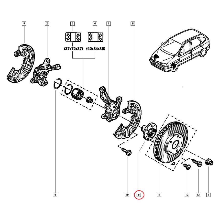 ルノー 【febi bilstein】 フロントハブベアリングキット [RENAULT,ルノー,Megane,メガーヌ/ 7701205779 ...