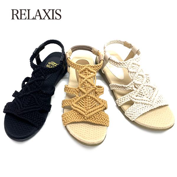 レディース サンダル ぺたんこ ぺったんこ マクラメサンダル マクラメ編み あみあみ カジュアル フラットサンダル オープントゥ 婦人 RELAXIS STK41220 BOS : スポーツ ...