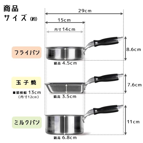 和平フレイズ ジャストパンNEO IH対応 ひとり暮らし鍋フライパンセット 3点セット（14cmフライパン/12x14cm玉子焼/14cmミルクパン） RB-2307/RB-2310/RB ...