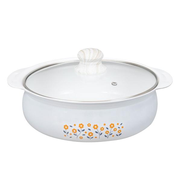 和平フレイズ レトロ 柄 レトル IH対応卓上鍋 24cm RB-2866 ｜ 昭和レトロ IH ガス火 対応 白 ホワイト かわいい 花柄 ホーロー鍋 両手鍋 : びーんず生活雑貨デポ ...