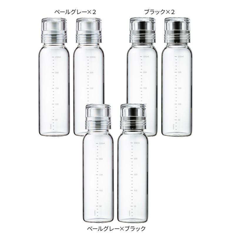 HARIO ハリオ ドレッシングボトル スリム 250ml (DBSN-250)×2本セット 選べるカラー: ペールグレー×2 / ブラック×2 ペールグレー×ブラック : びーんず生活雑貨 ...